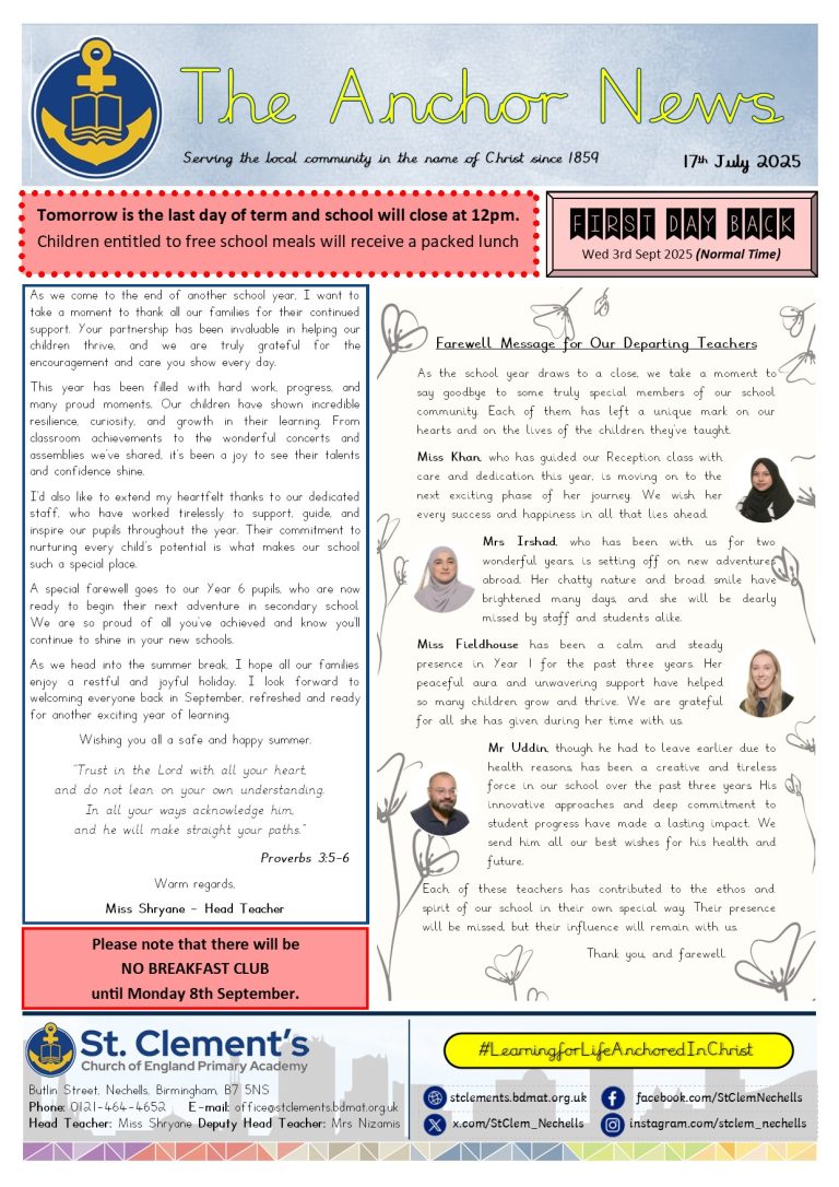 The Anchor News – 17th July 2025 – St Clement's Church of England ...