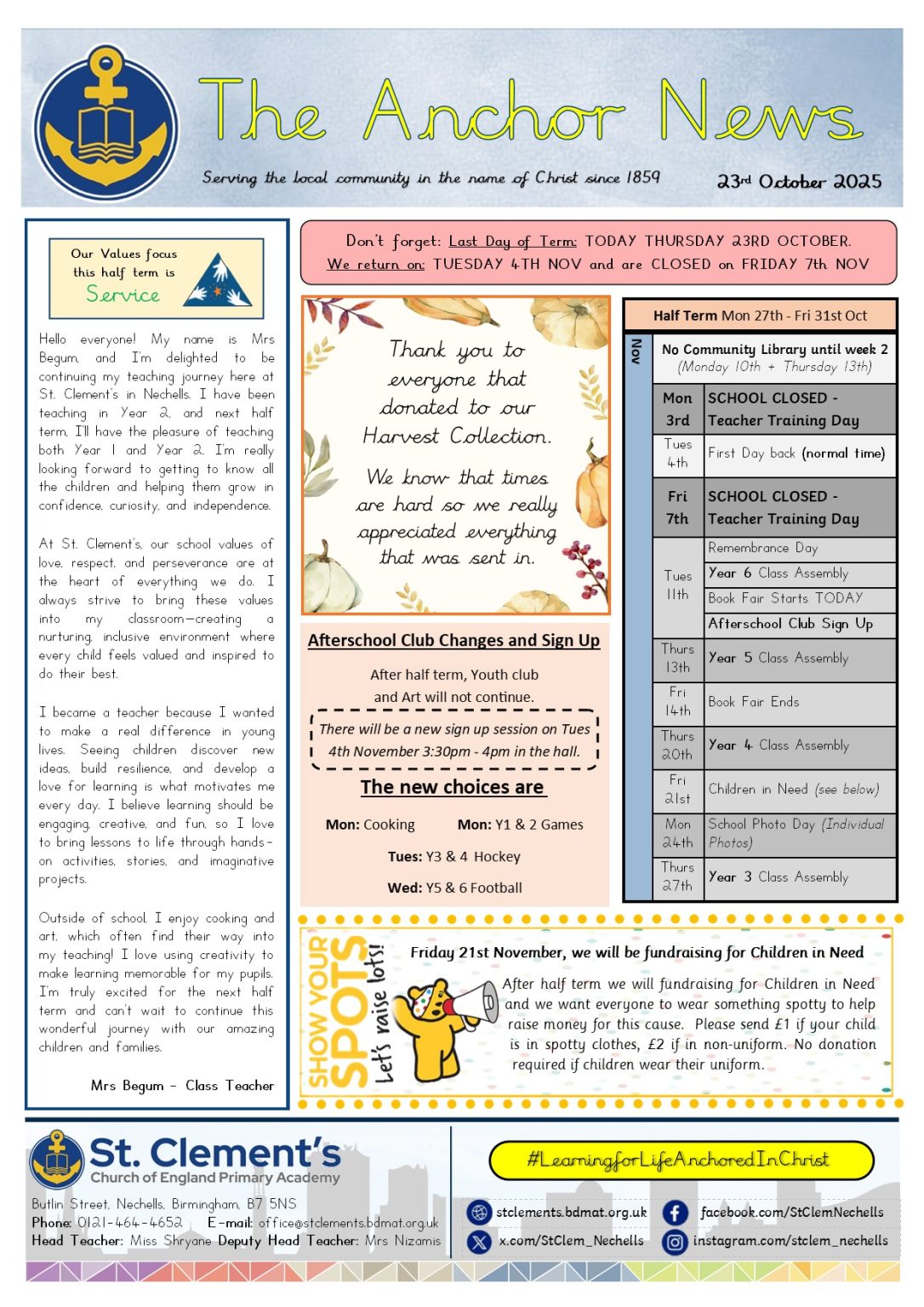 The Anchor News – 23rd October 2025 – St Clement's Church of England ...