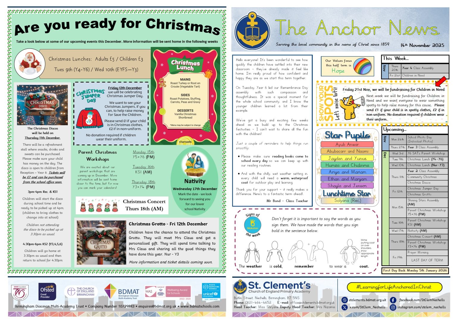 The Anchor News – 14th November 2025 – St Clement's Church of England ...