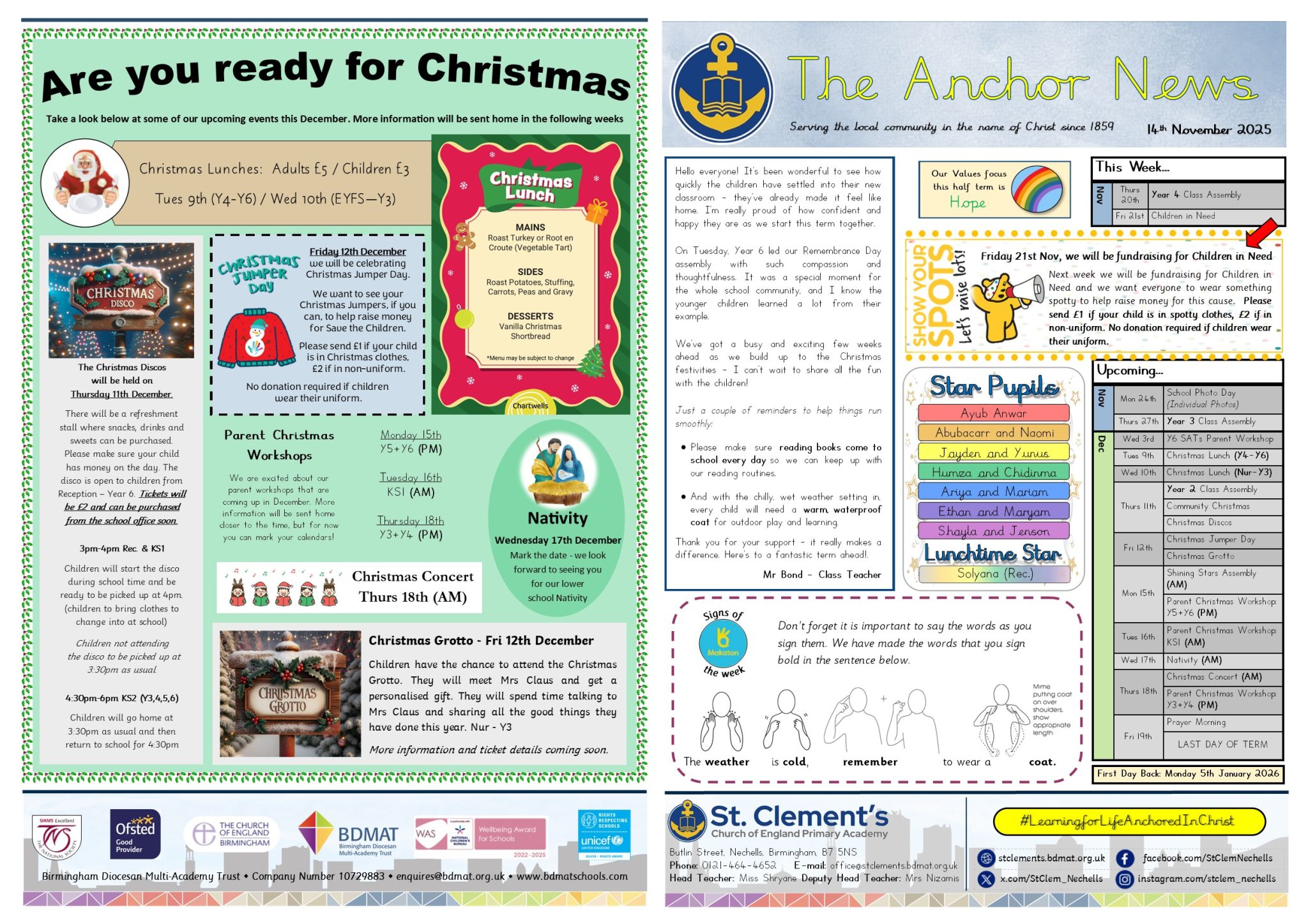 The Anchor News – 14th November 2025 – St Clement's Church of England ...