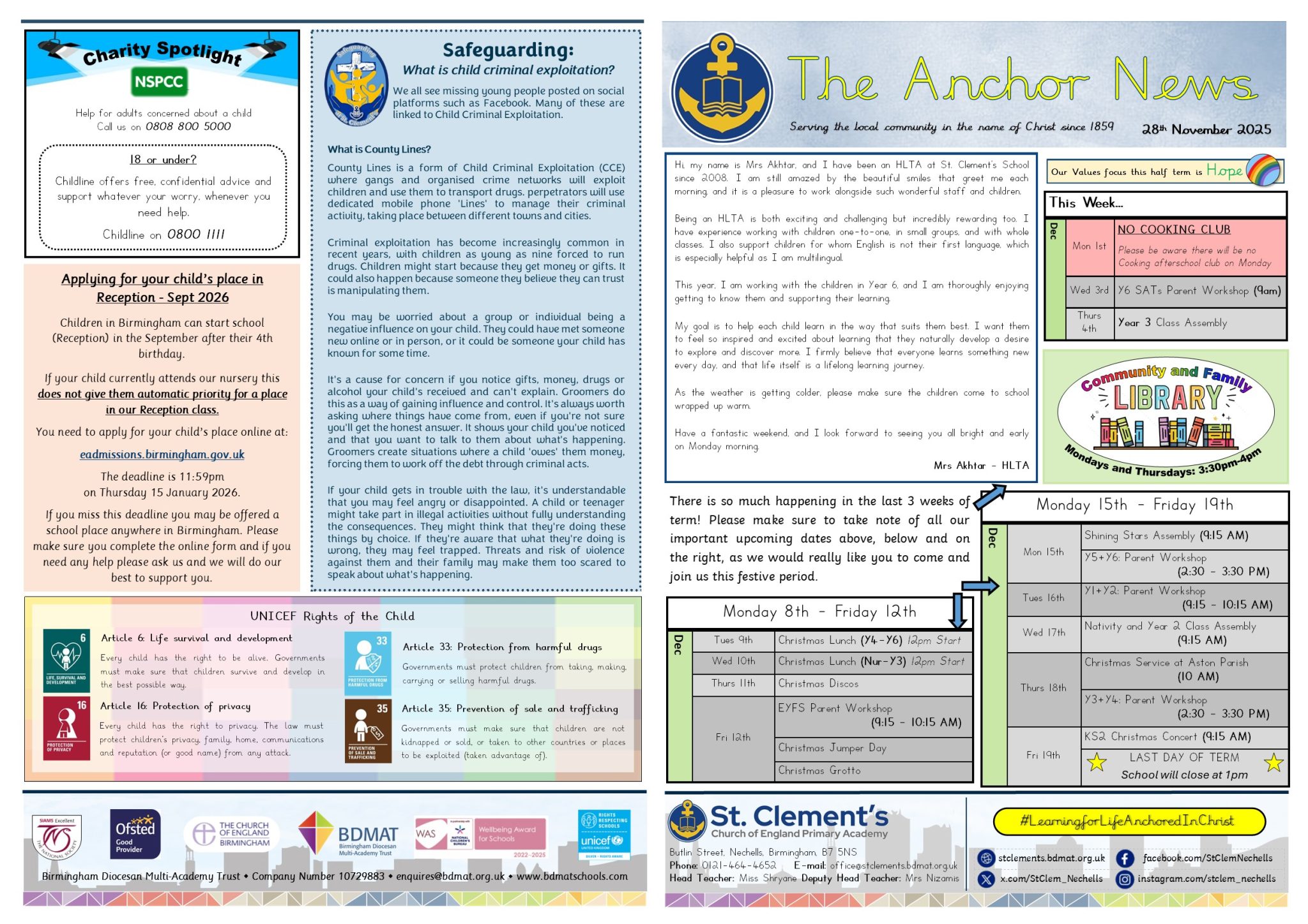 The Anchor News – 28th November 2025 – St Clement's Church of England ...